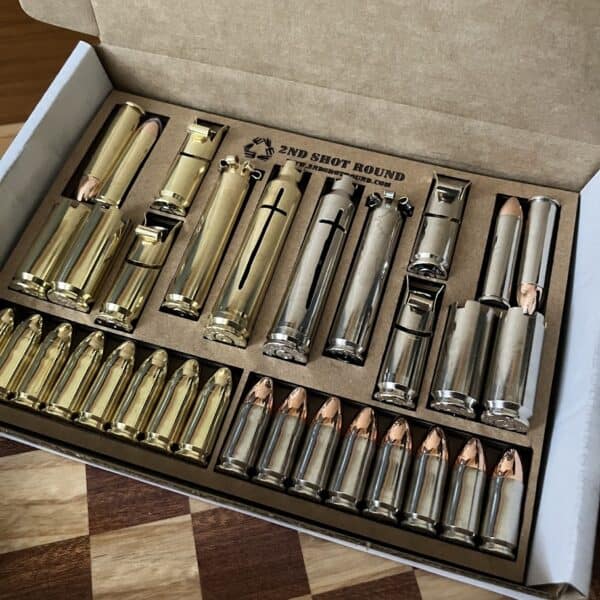 Bullet Casing Chess Set Online | Checkers Set with Handmade Board