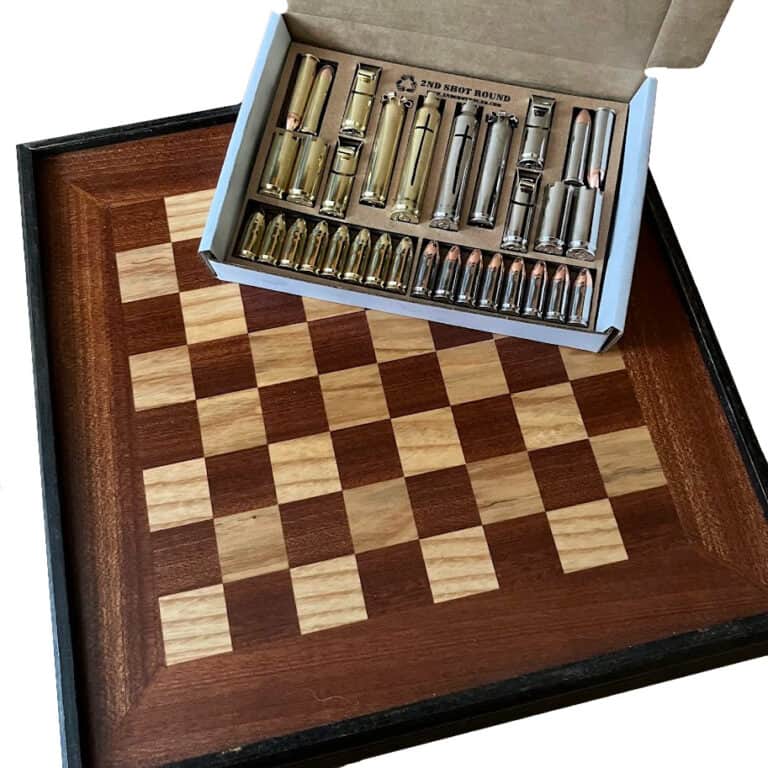 Bullet Casing Chess Set Online | Checkers Set with Handmade Board