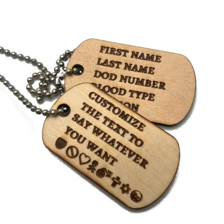 Buy Wooden Military Style Dog Tags Online | 2nd Shot Round